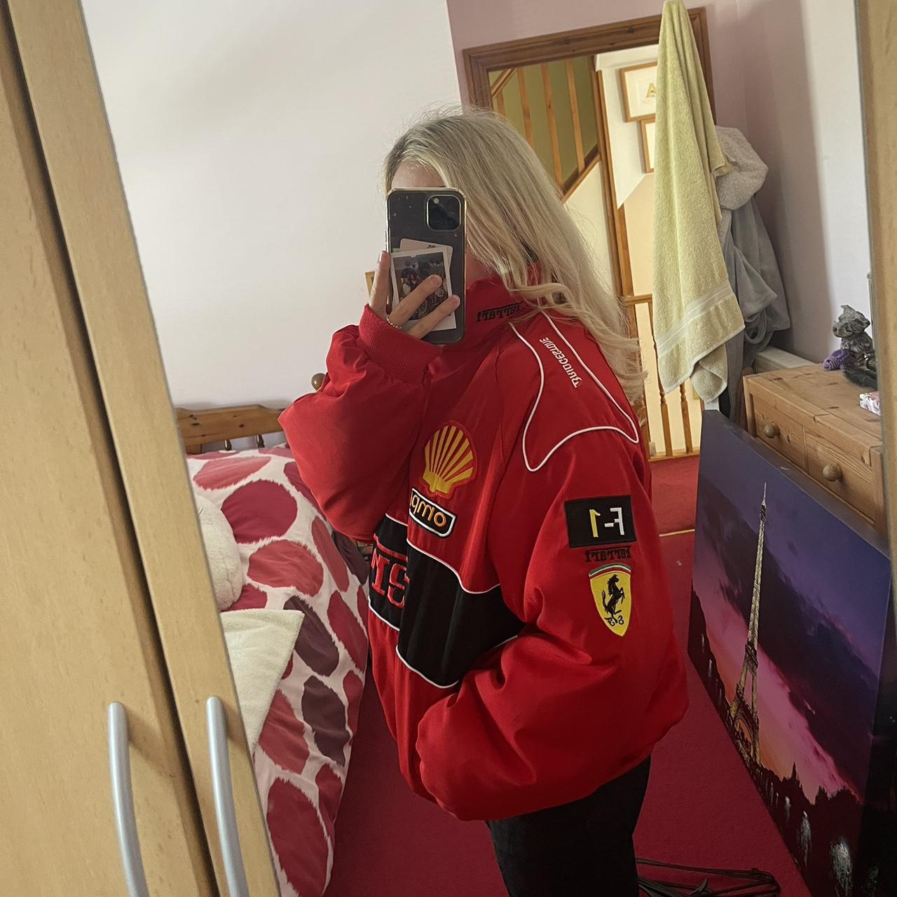 •Red and Black F1 Ferrari zip up Jacket •Size medium... - Depop