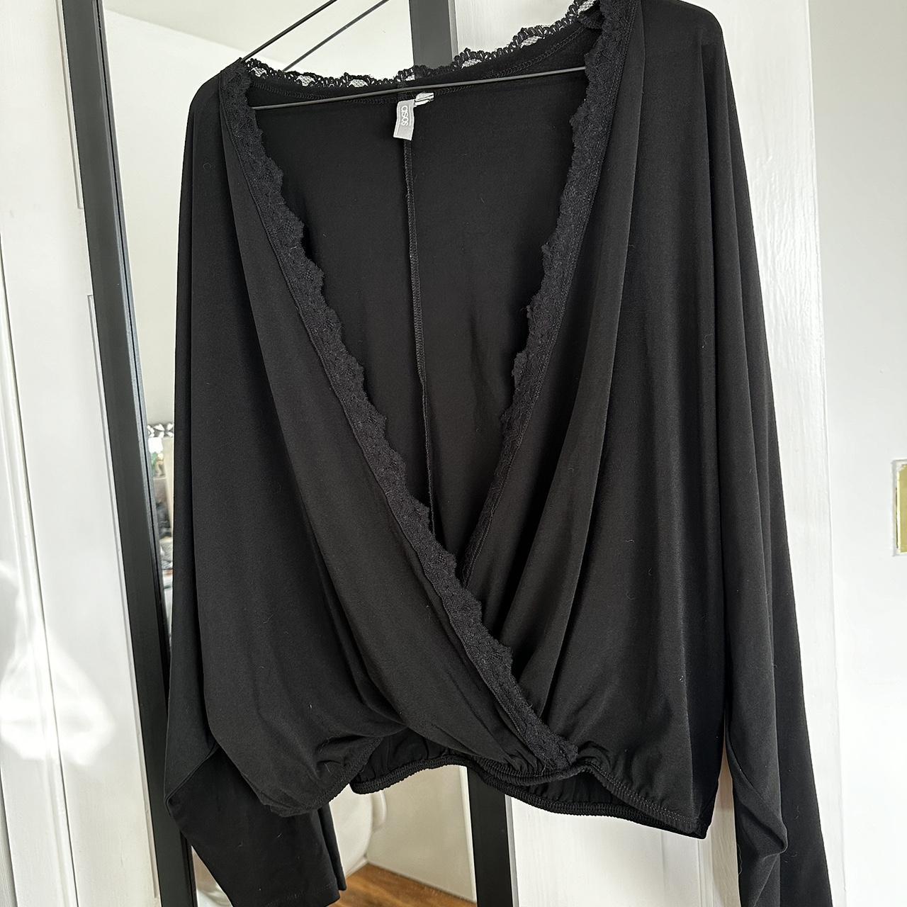 ASOS black plunge top with lace detail, lovely top -... - Depop