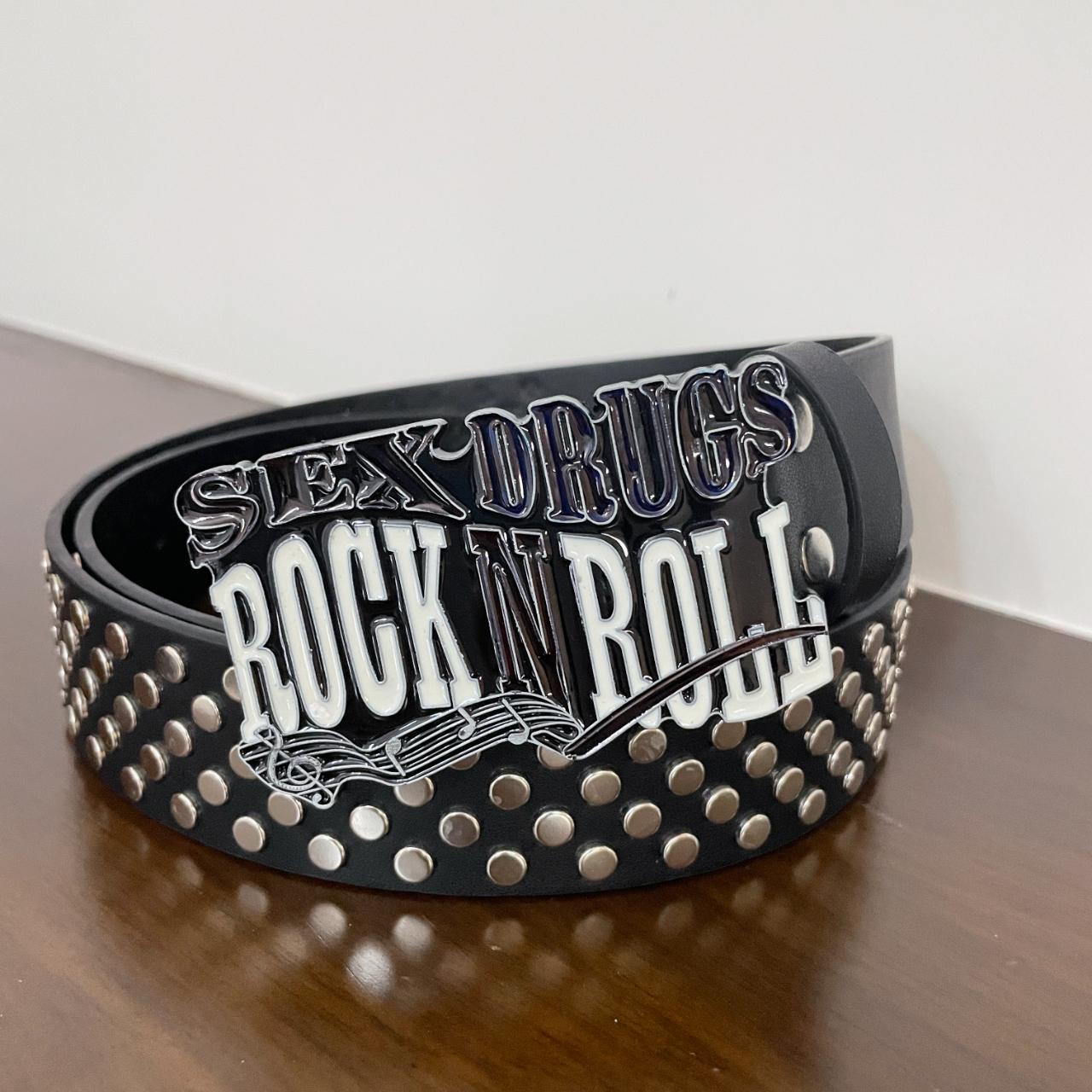 Punk style belt hip-hop all-match rivets casual belt... - Depop