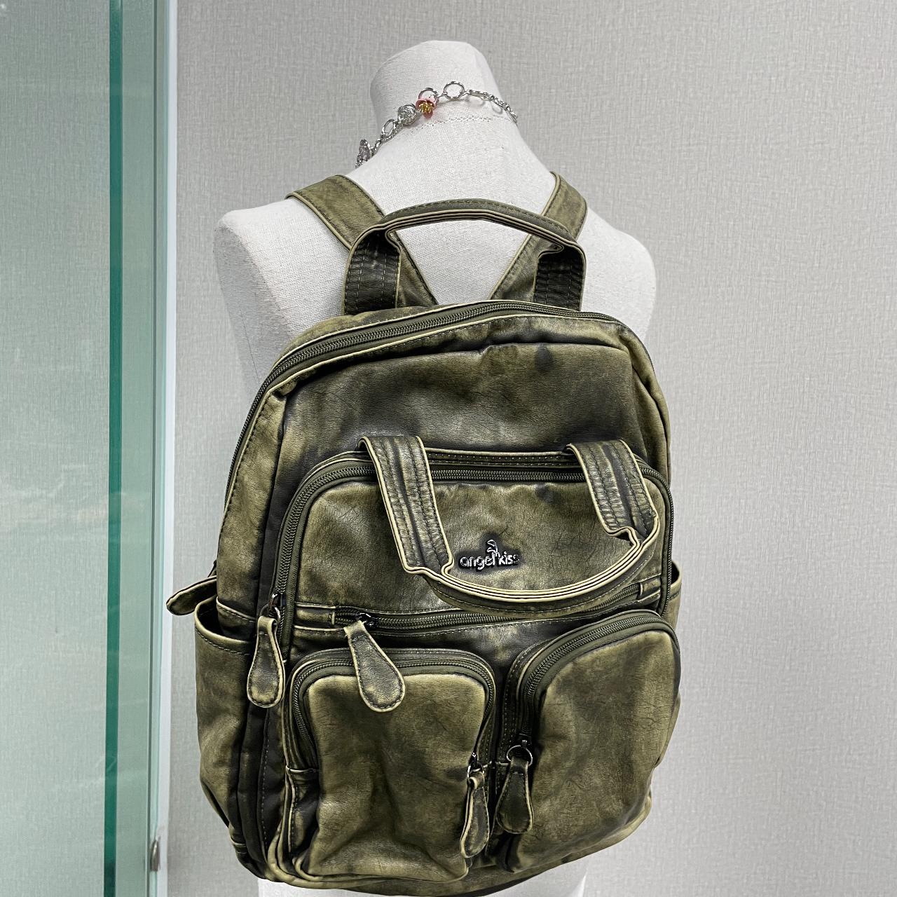 Vintage Green Backpack Purse for Women Man Soft... - Depop