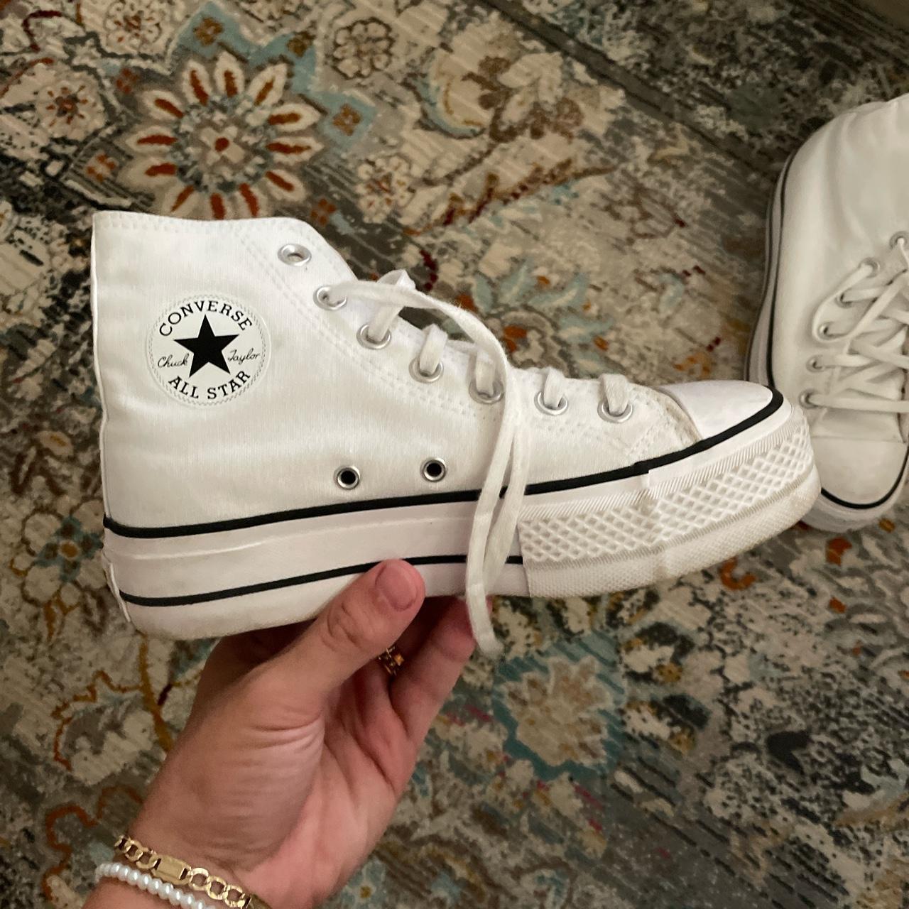 Size 5 Platform Converse. Couple scuffs easy clean.... - Depop