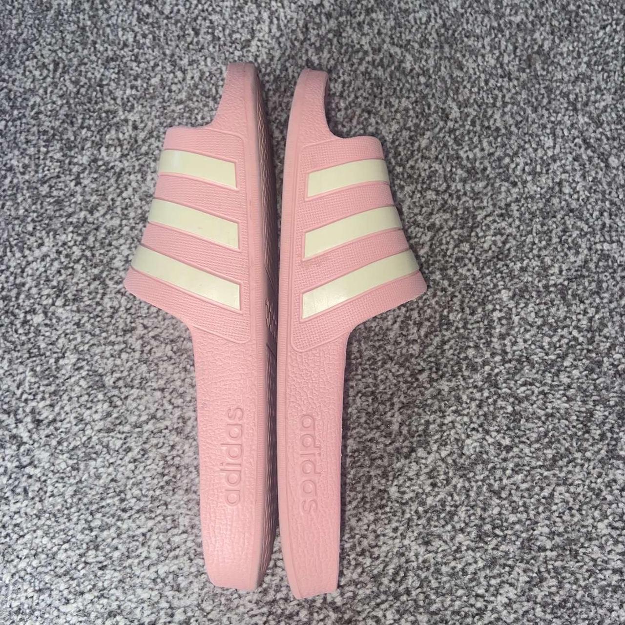 pink Adidas slides size 6 - Depop