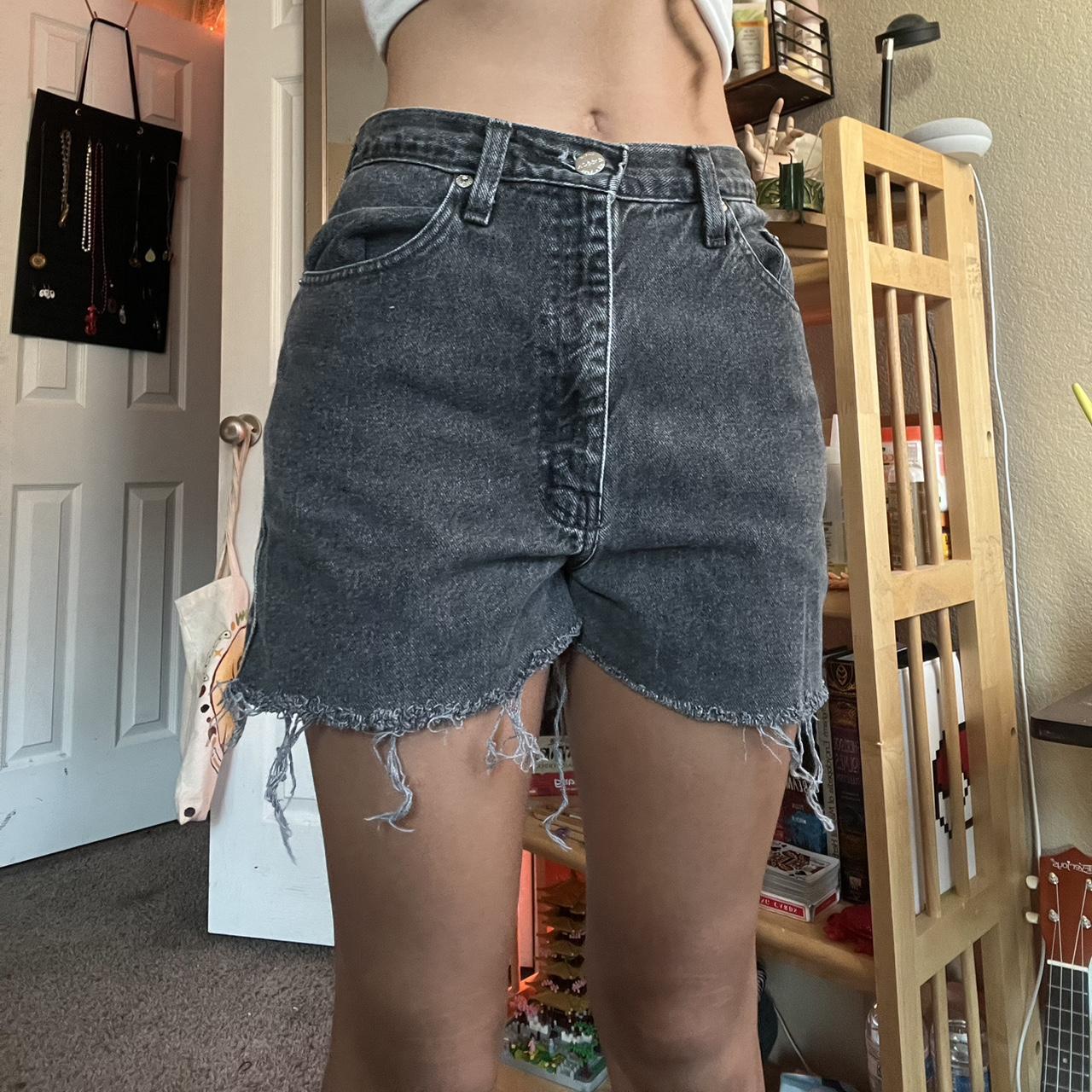 black distressed modern basics jean shorts🐈‍⬛ size 4... - Depop