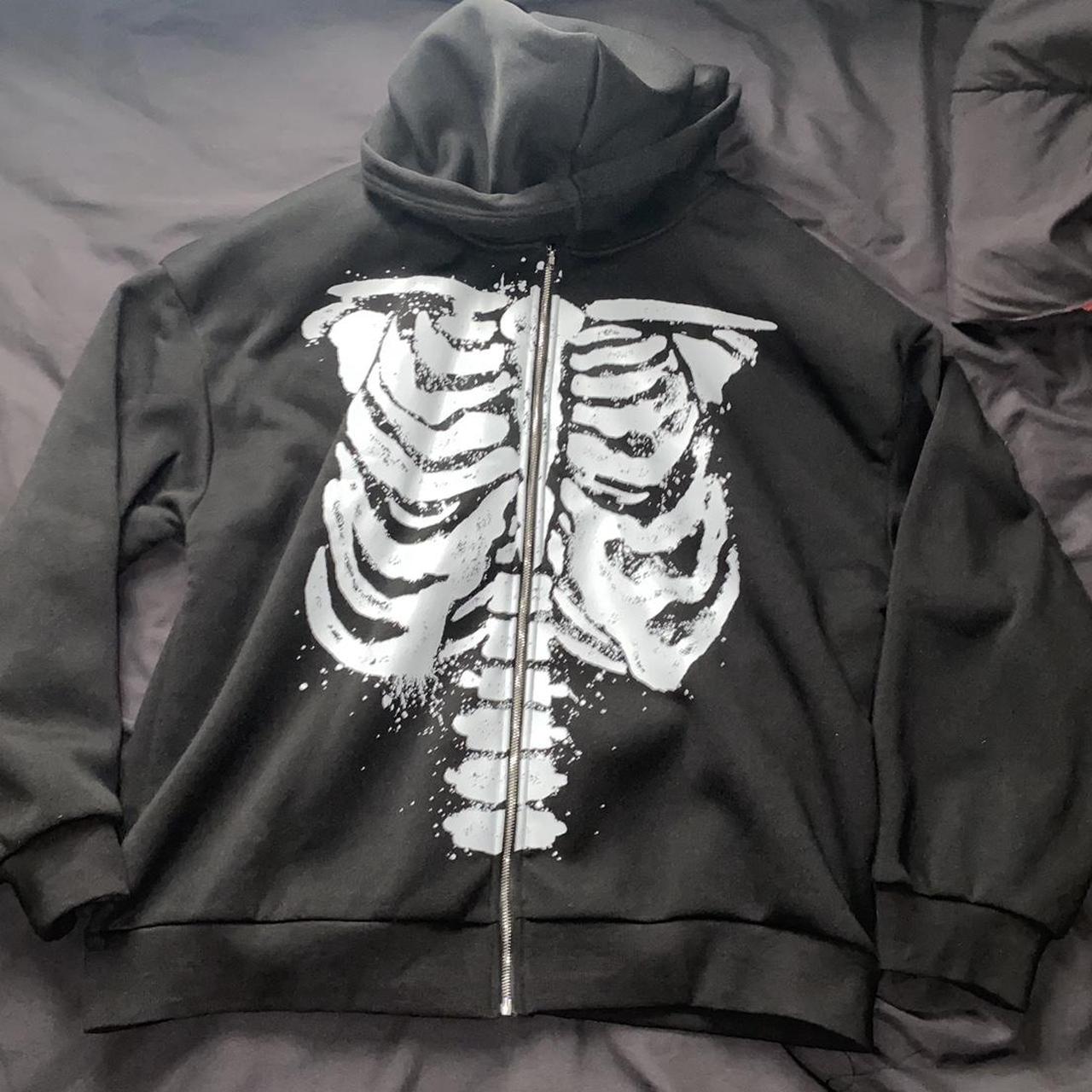 skeleton rib cage zip up sizeL - Depop
