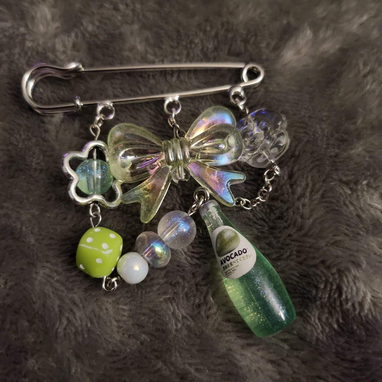 handmade green bag pin keychain ♡ green avocado soda... - Depop