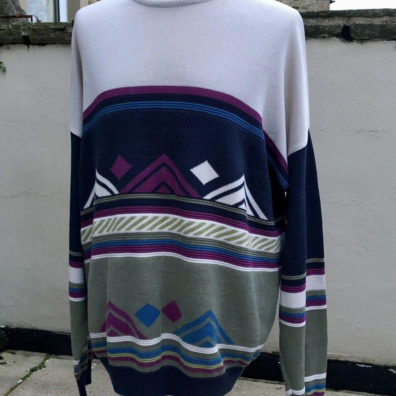 Vintage Aztec Pyramid Patterned Long Baggy Jumper... - Depop