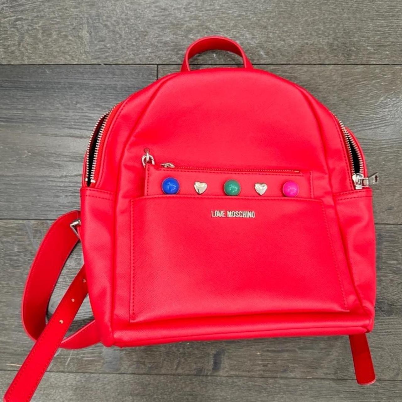 Love Moschino red medium sized backpack. Excellent... - Depop