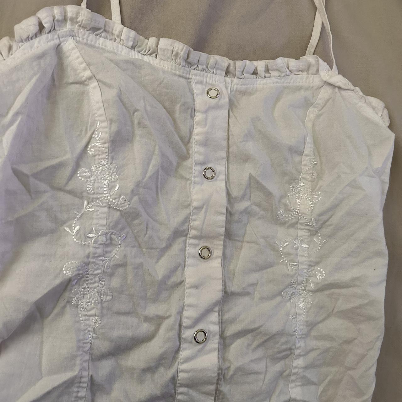 90s vintage prairie style top. Ruched back for a... - Depop