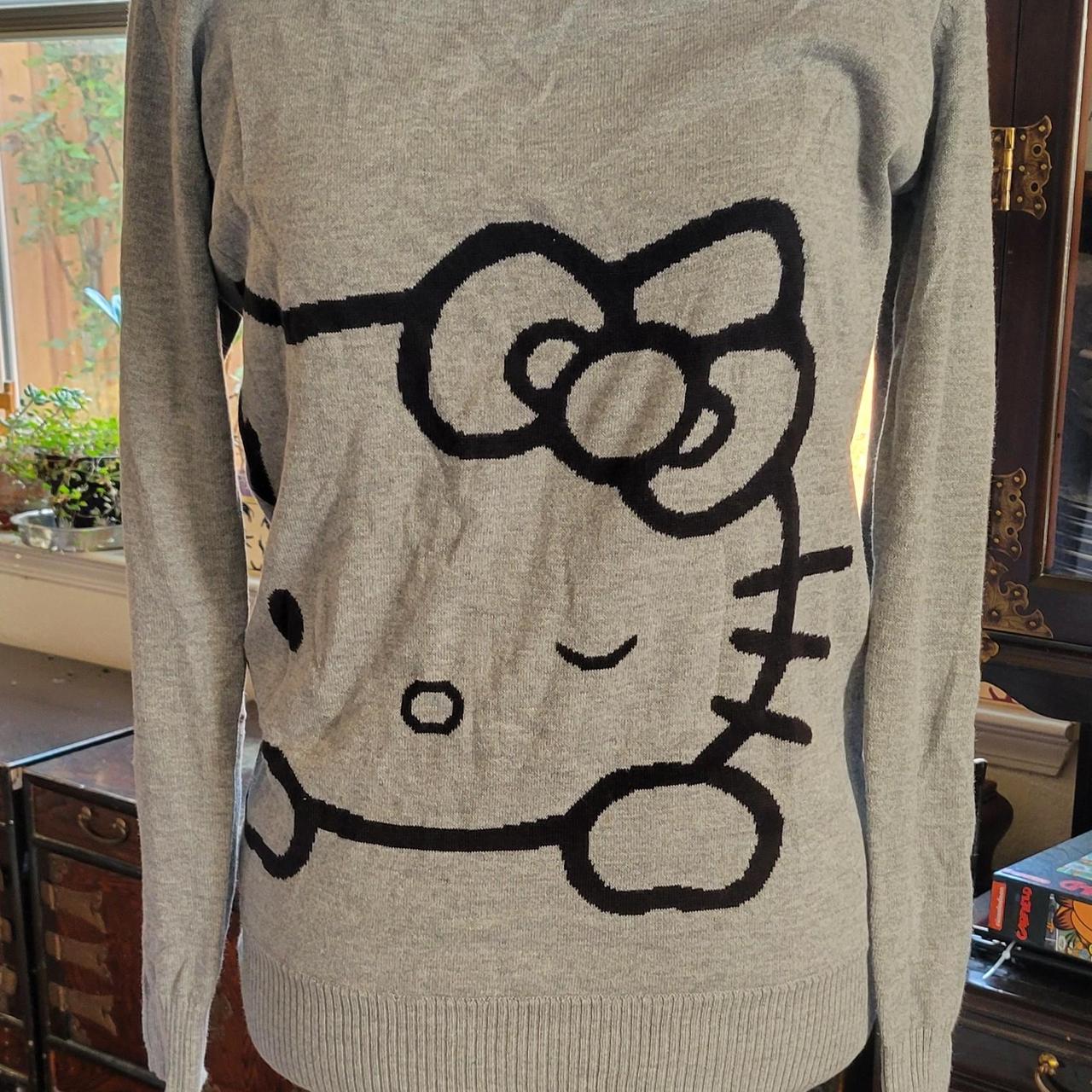 grey long sleeve hello kitty sweater medium... - Depop