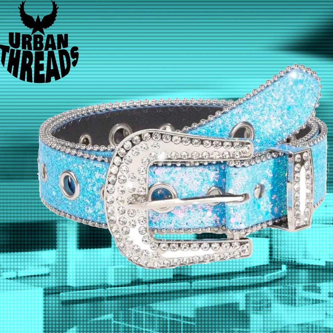 Blue Rhinestone BB Belt Length : 100cm Colour :... - Depop