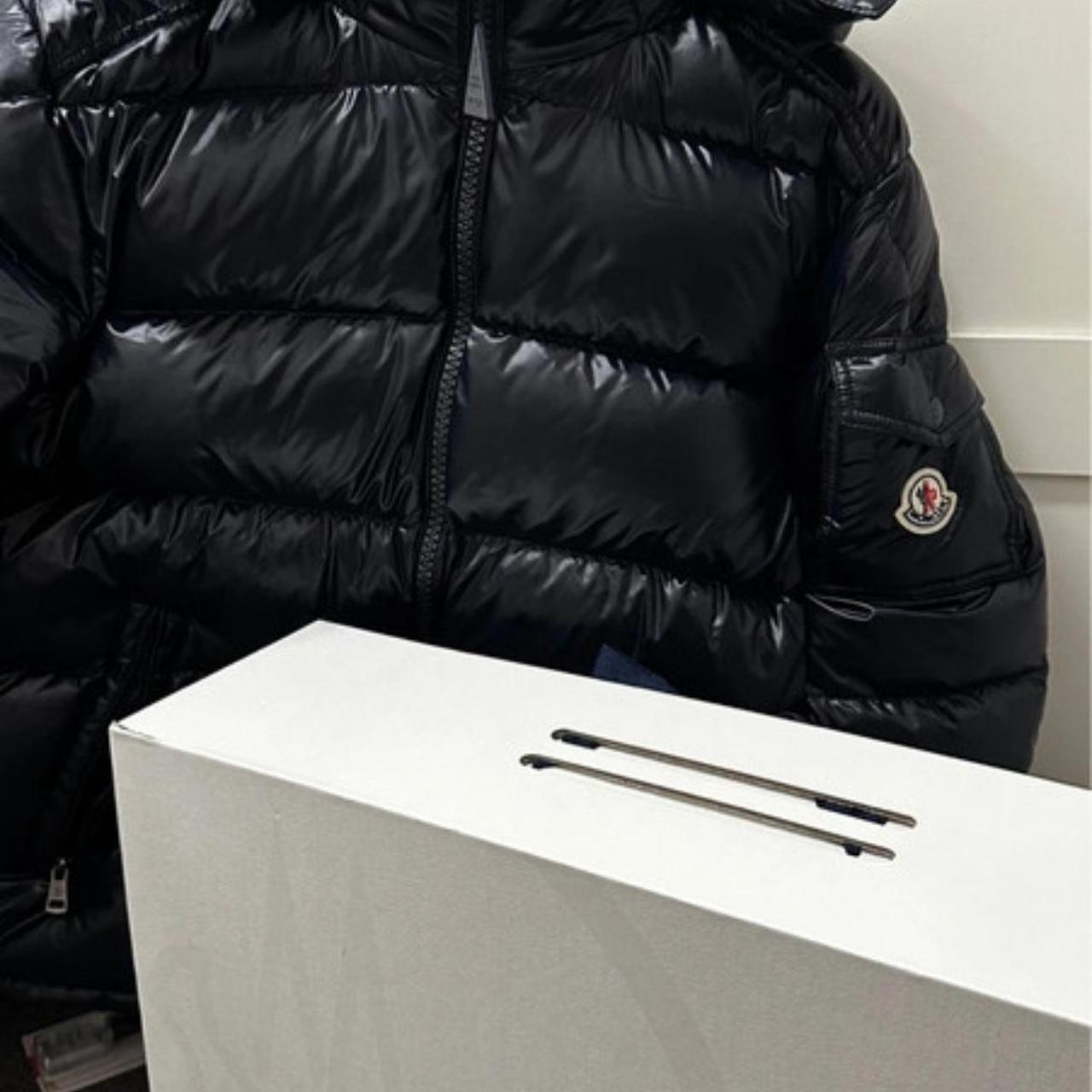 Navy Moncler Maya size 1 Comes with box, hanger,... - Depop