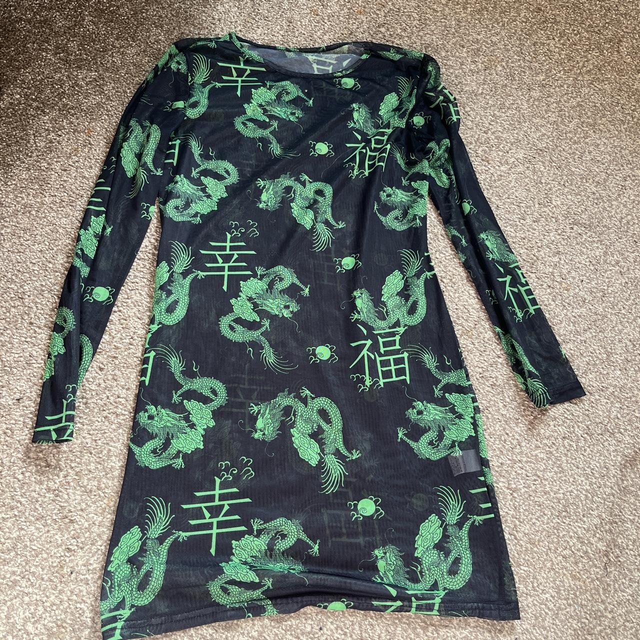 Mesh dragon print dress fits a size 10/12 Wore it... - Depop