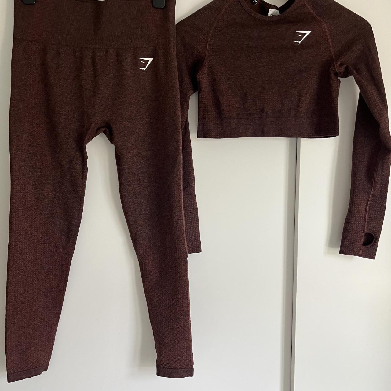 Gymshark vital seamless set in cherry brown marl.... - Depop