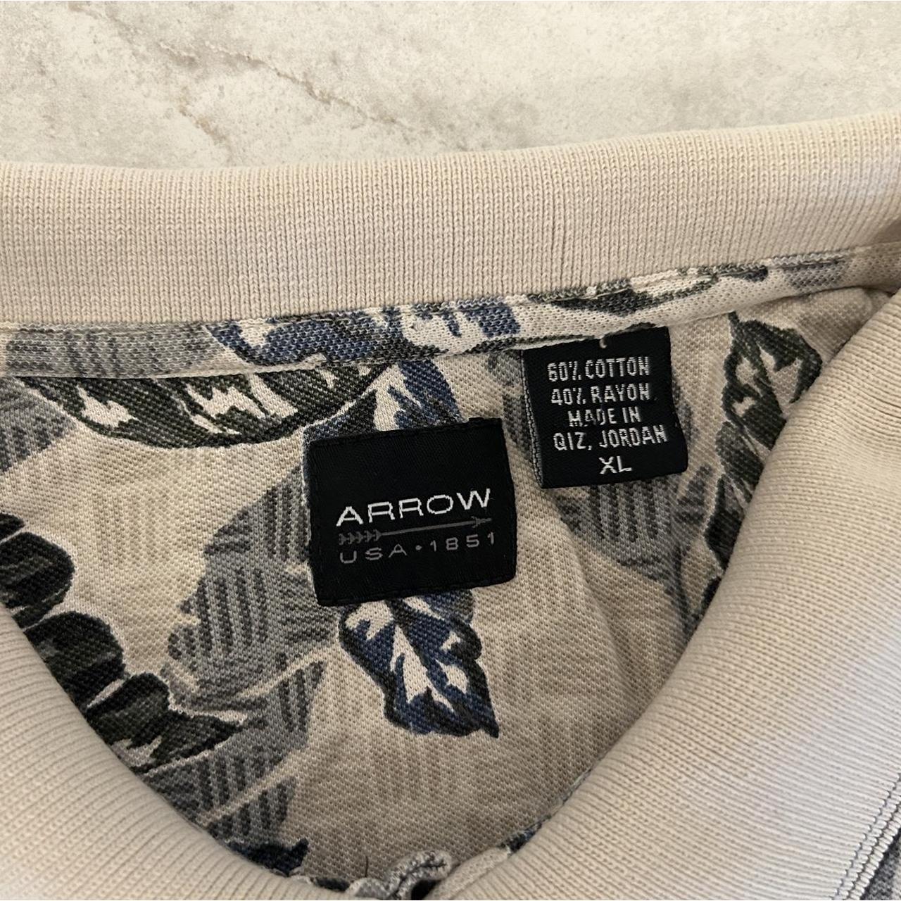 Vintage Arrow Polo Shirt Leaves All Over Print XL - Depop