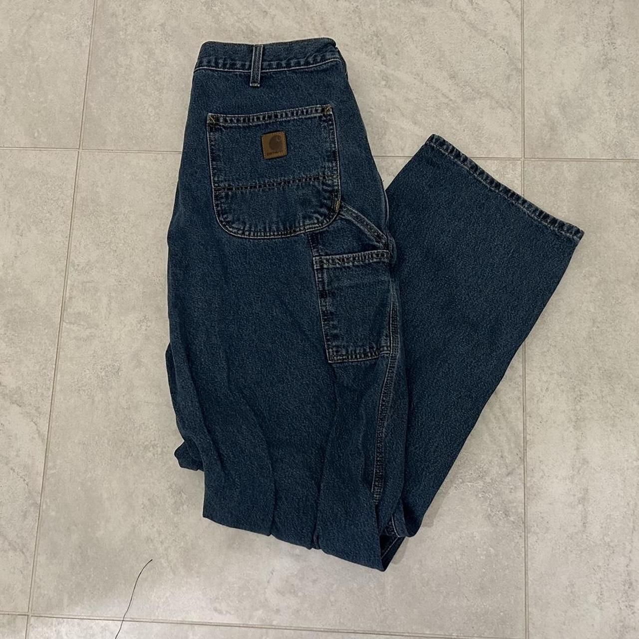 Carhart Dungaree Fit Dark Medium Wash Denim Jeans Sz... - Depop