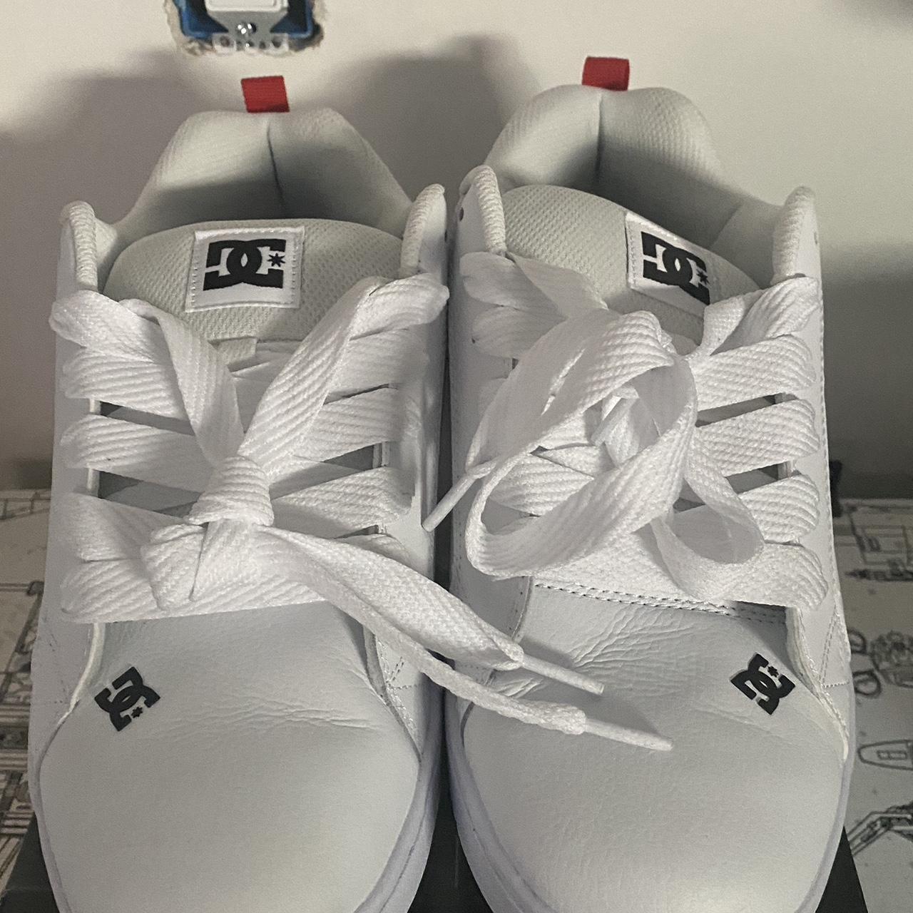 DC Shoes white and black, almost brand new worn... - Depop