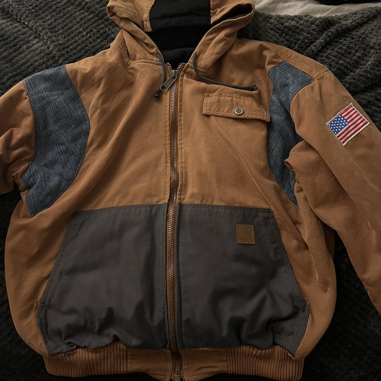 Large Carhartt brown heavy work jacket - Depop