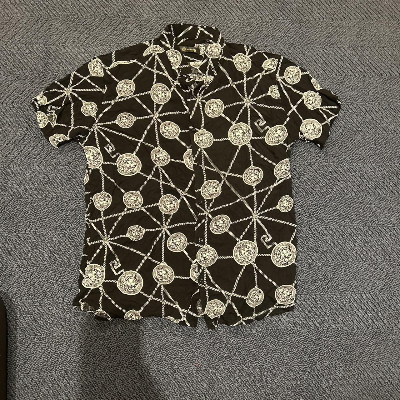 Versace full print button up Size XXL fits like a M... - Depop