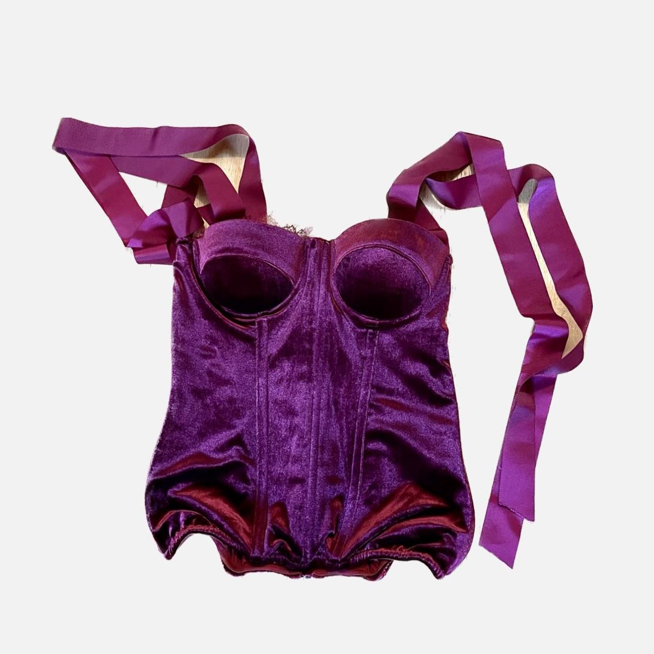 Burgundy suede corset with ribbons Corset comes with... - Depop