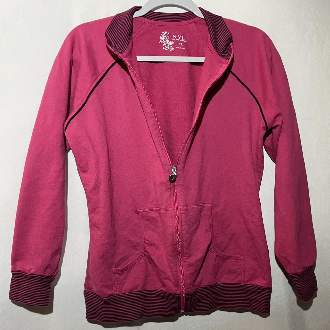 Women’s pink active wear zip-up jacket. Size XL.... - Depop
