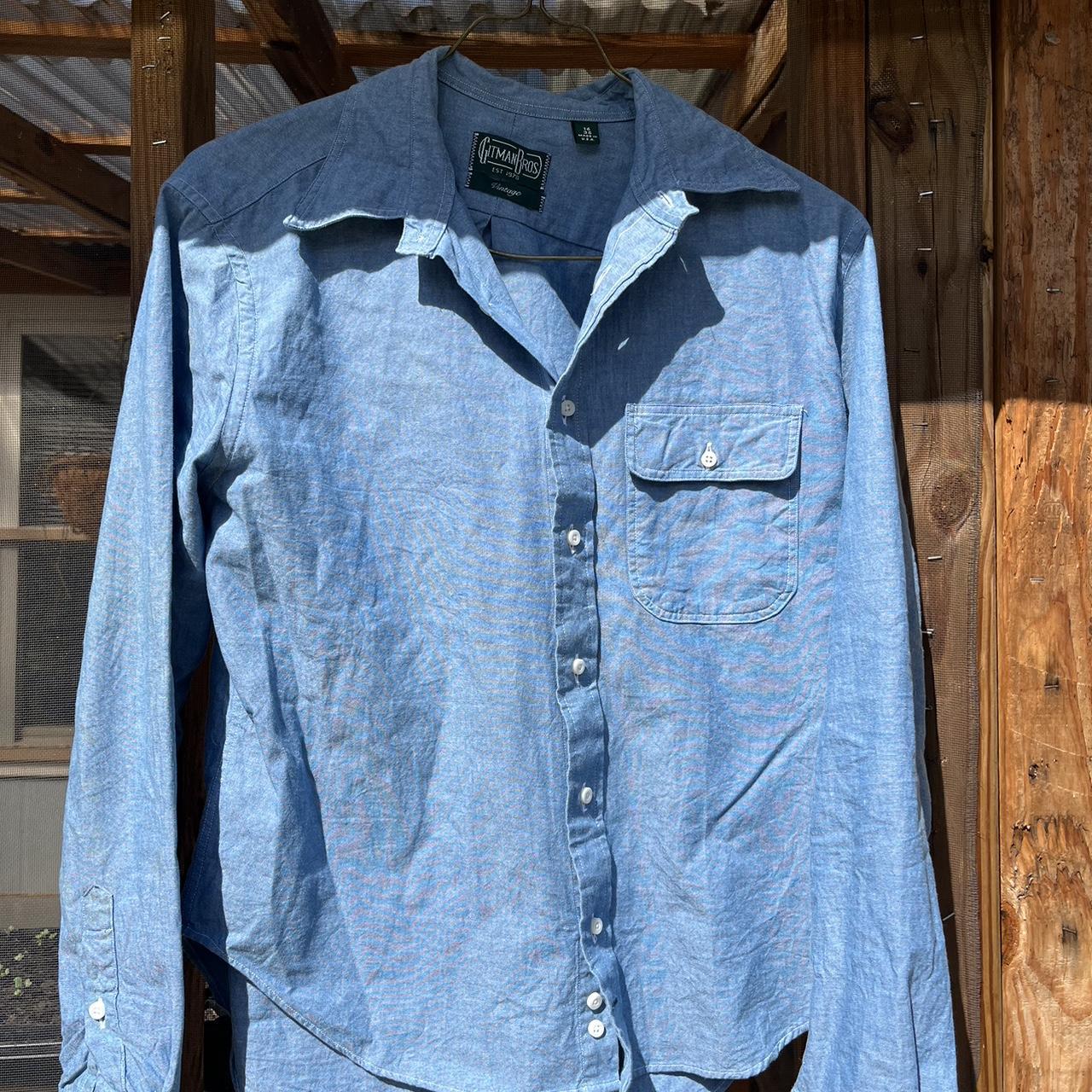 Gitman Vintage chambray shirt with flap pocket... | Depop
