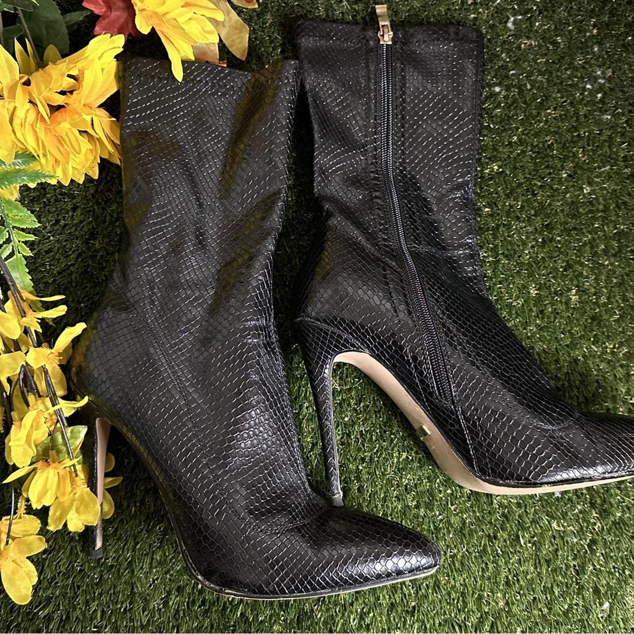 Vivi diva black snake skin mid calf boots woman’s... - Depop