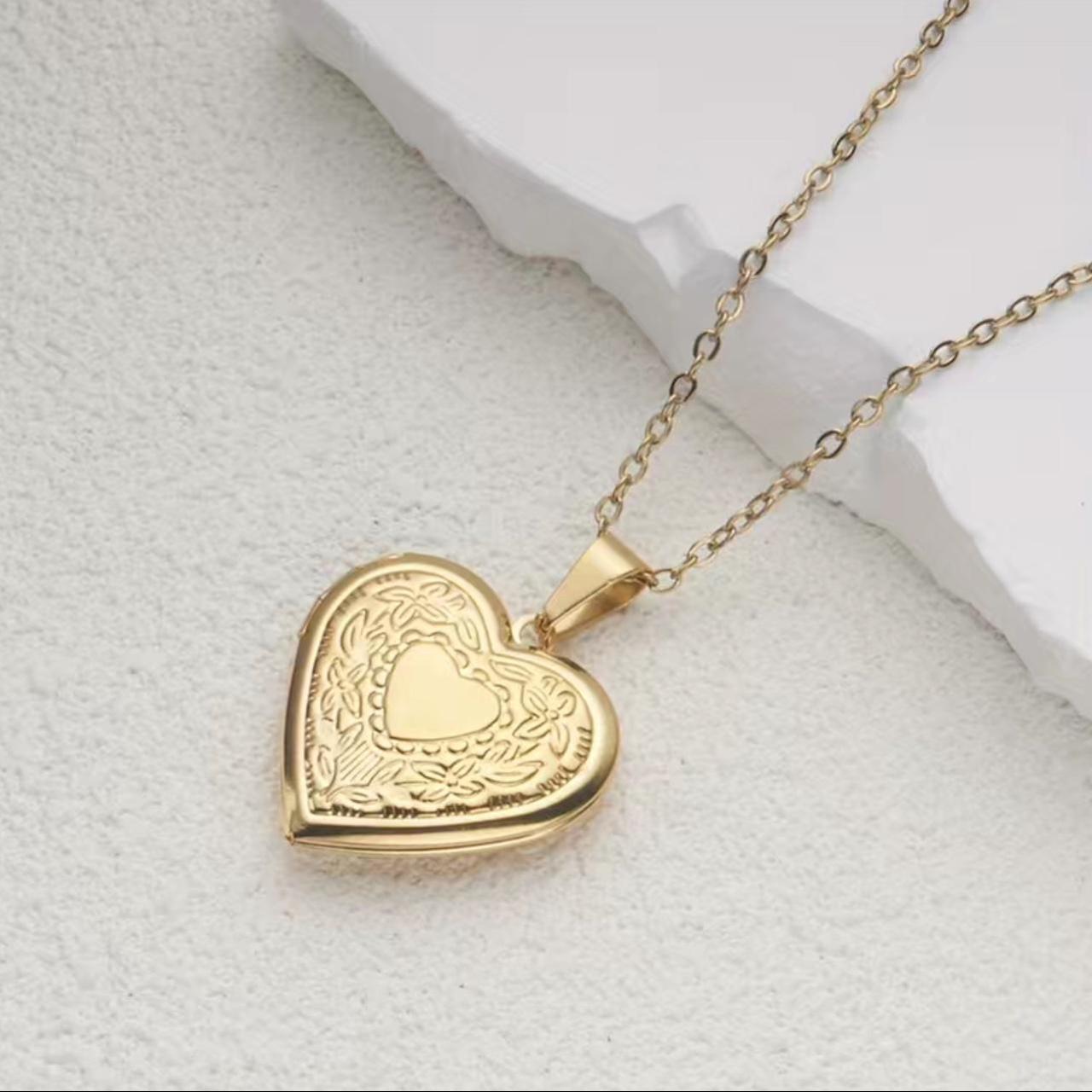 Gold heart locket Free shipping #goldlocket... - Depop