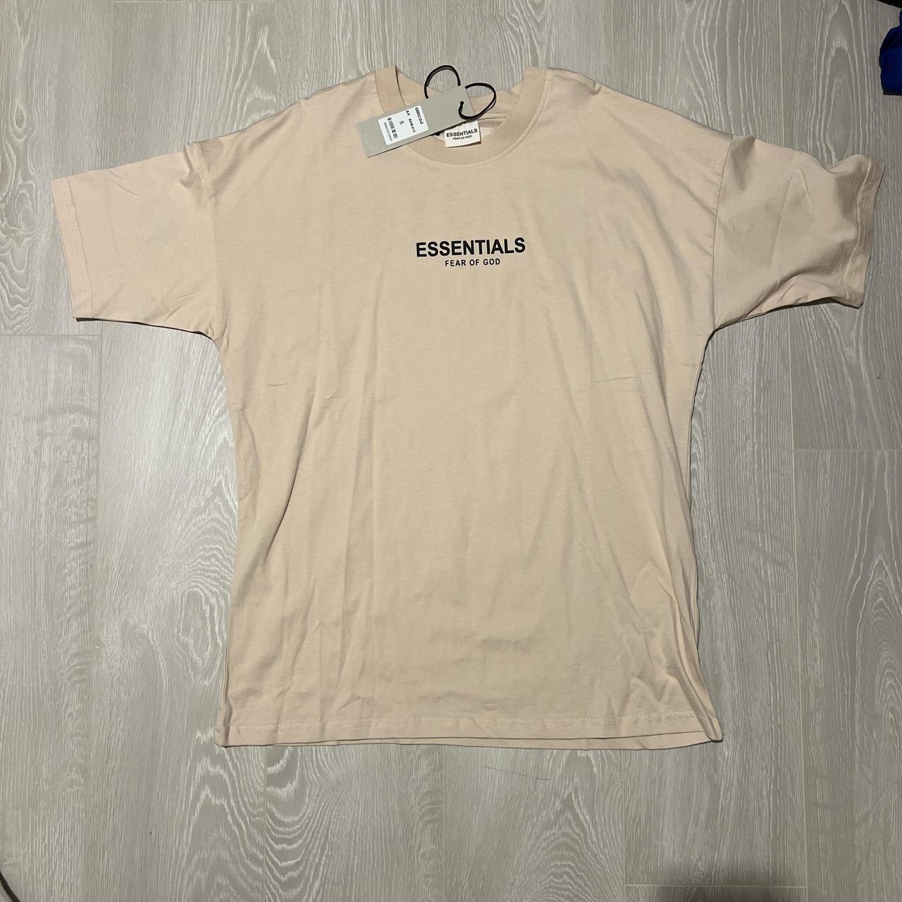Fear of God Essentials cream T-shirt Size small fits... - Depop