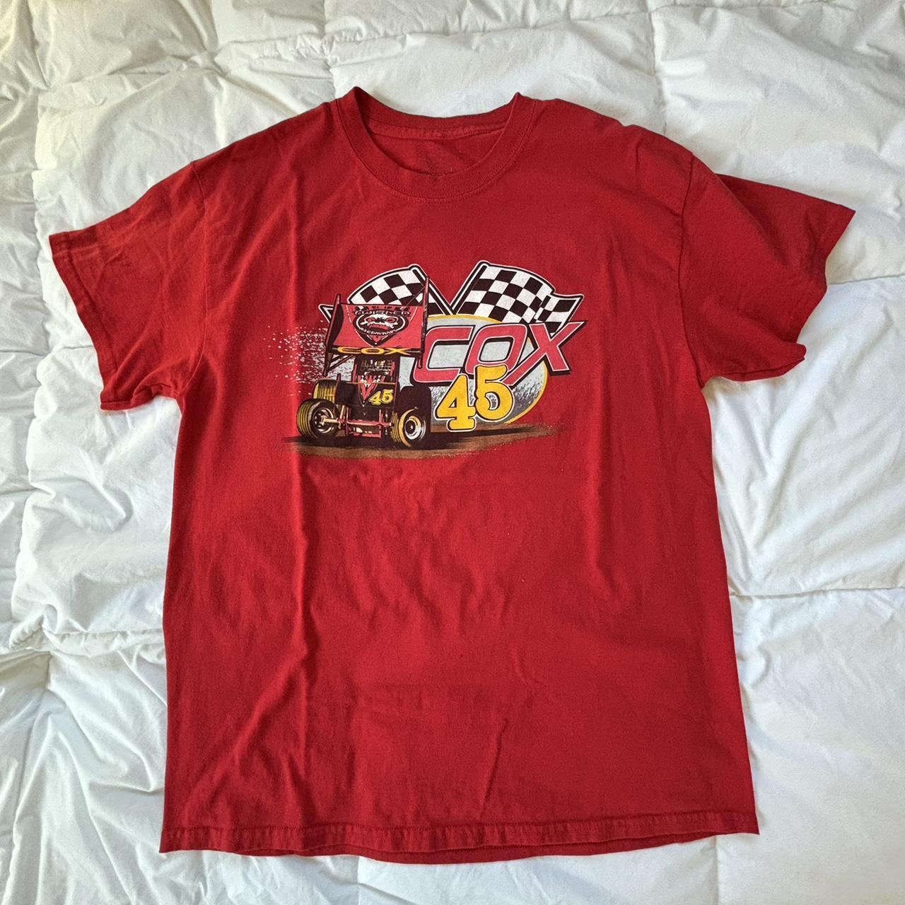 large red modern nascar racing tee, super nice piece - Depop