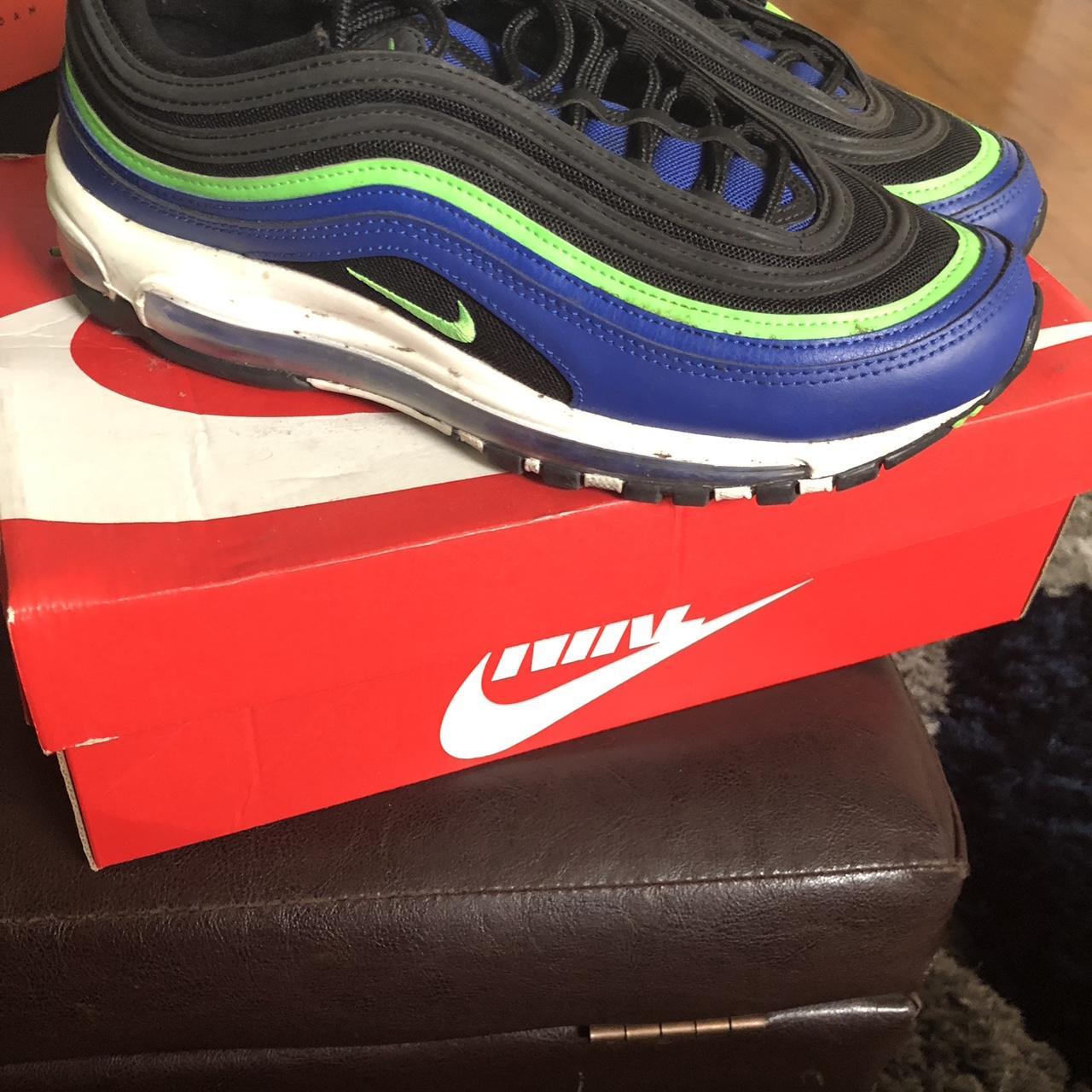 Nike Air max 97 Hyper blue/Green strike Black bleu... - Depop