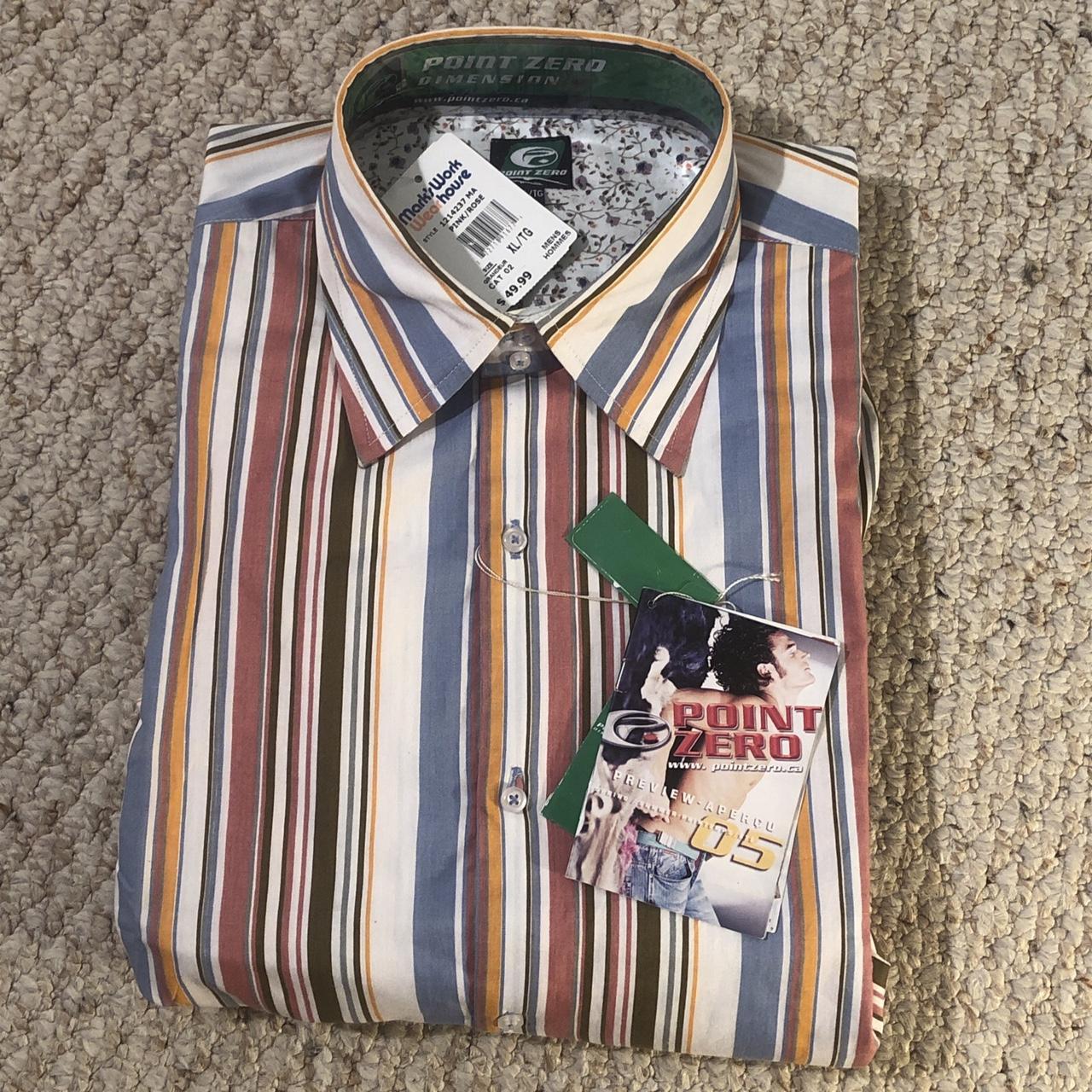 Vintage Point Zero Longsleeve Button Up Striped... - Depop