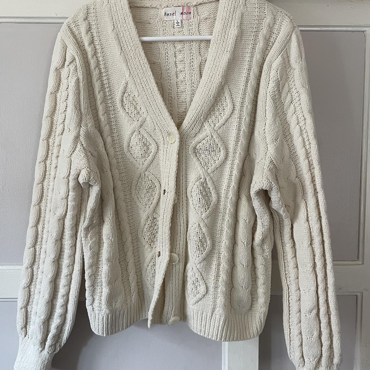 Cream cable knit cardigan! super cute for fall !!... - Depop