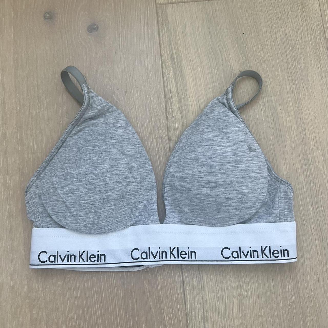 Calvin Klein Grey Bralette - Size XS #calvinklein... - Depop