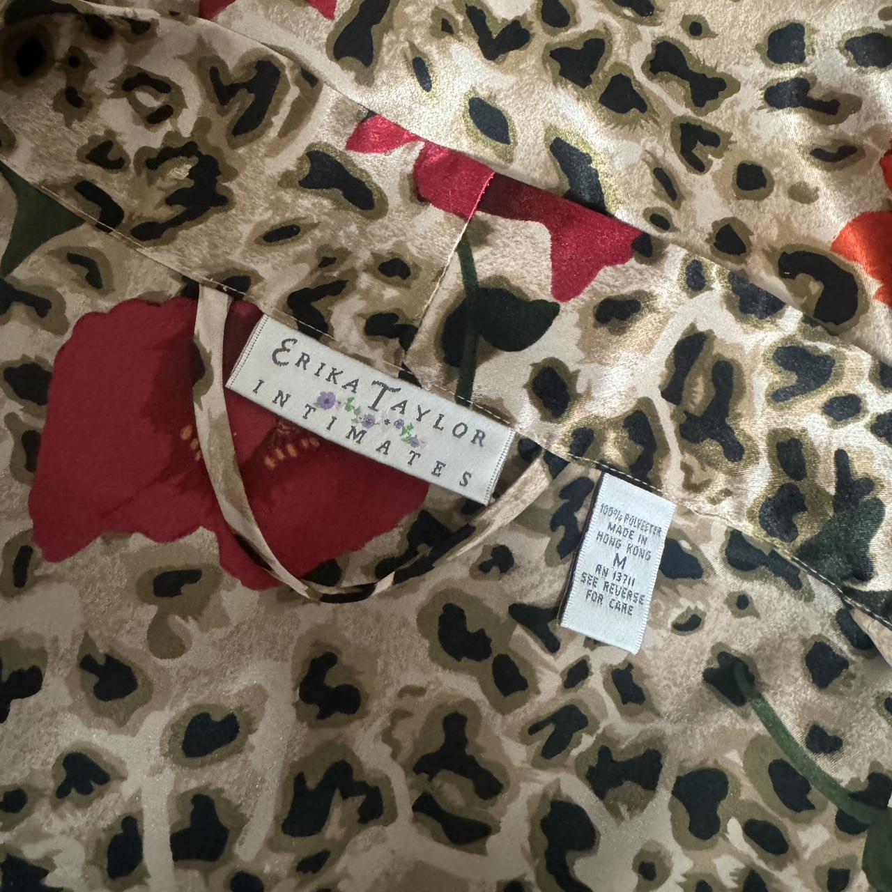 beautiful leopard print robe with red floral details... | Depop