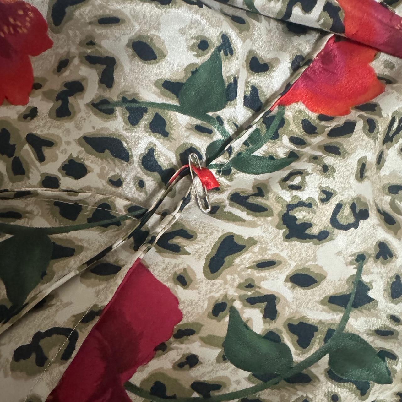 beautiful leopard print robe with red floral details... | Depop