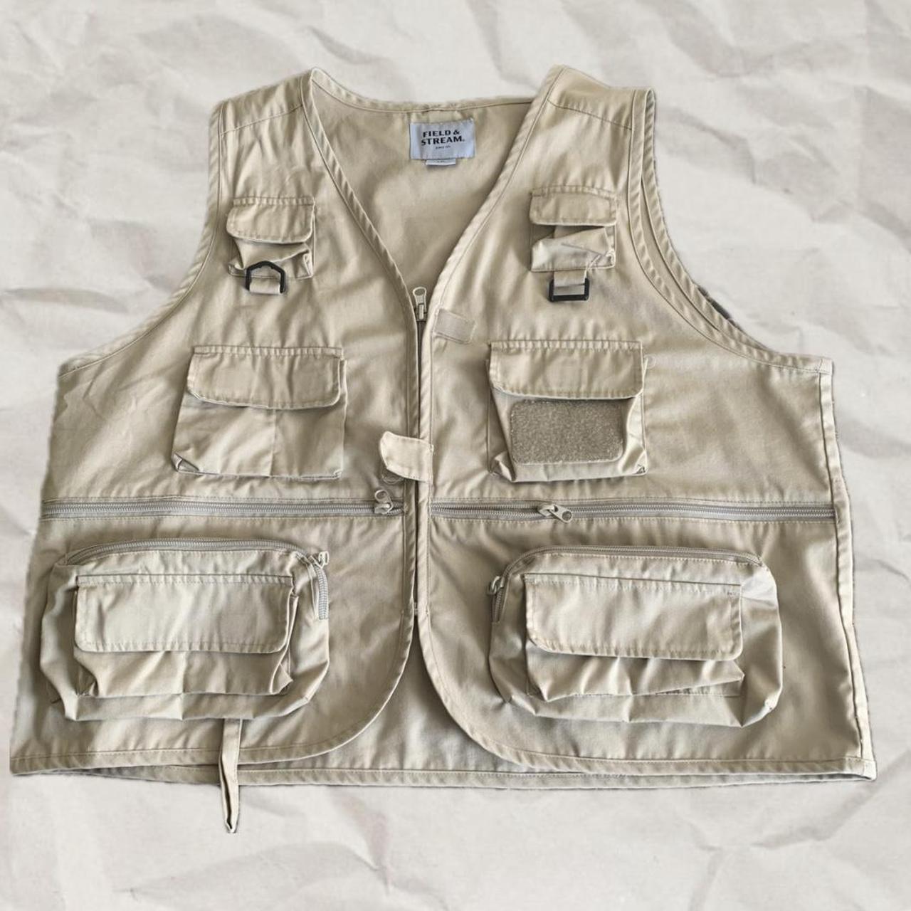 KHAKI FIELD AND STREAM VEST MEANT FOR FISHING BUT A... - Depop