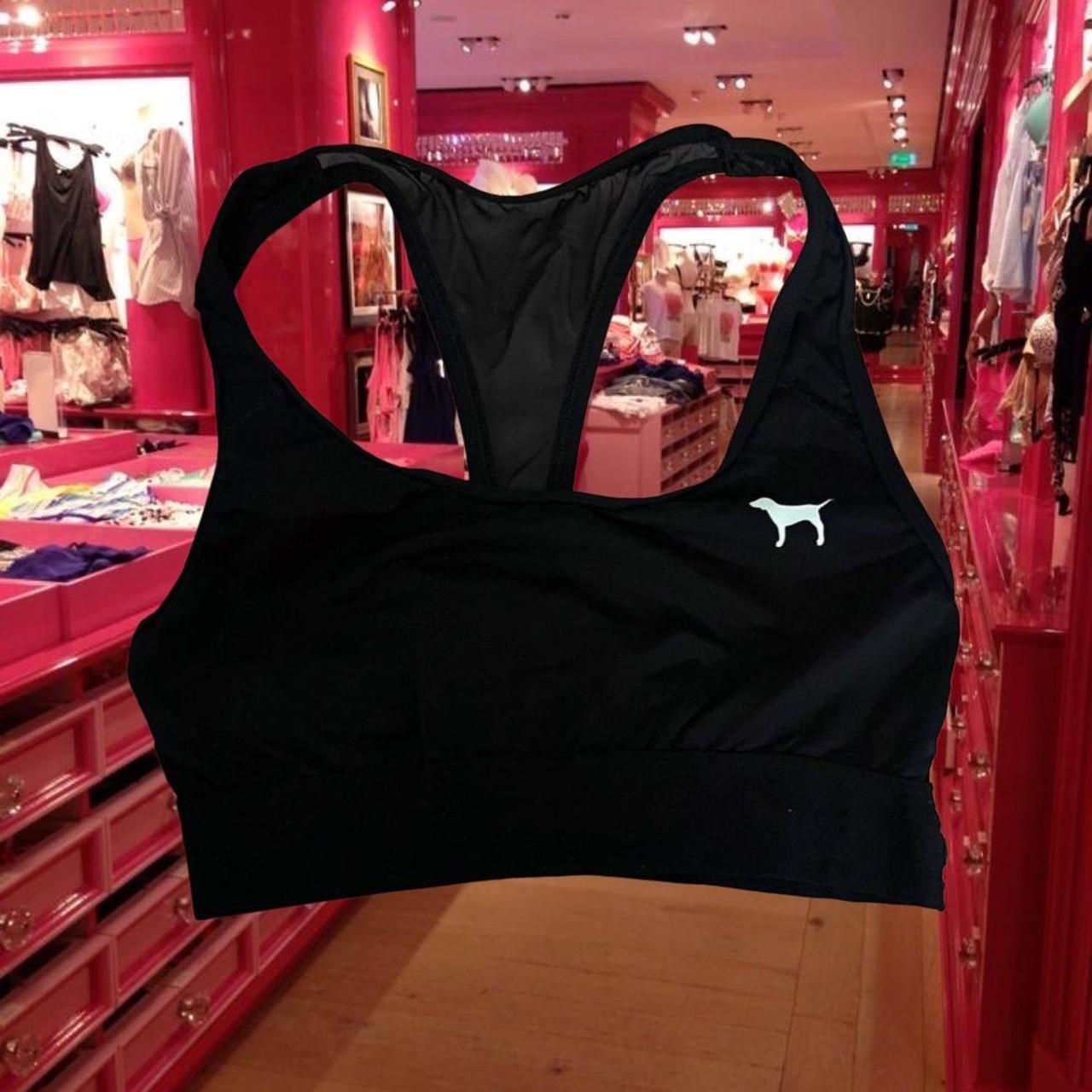 Victoria’s Secret pink- black sports bra with white... - Depop