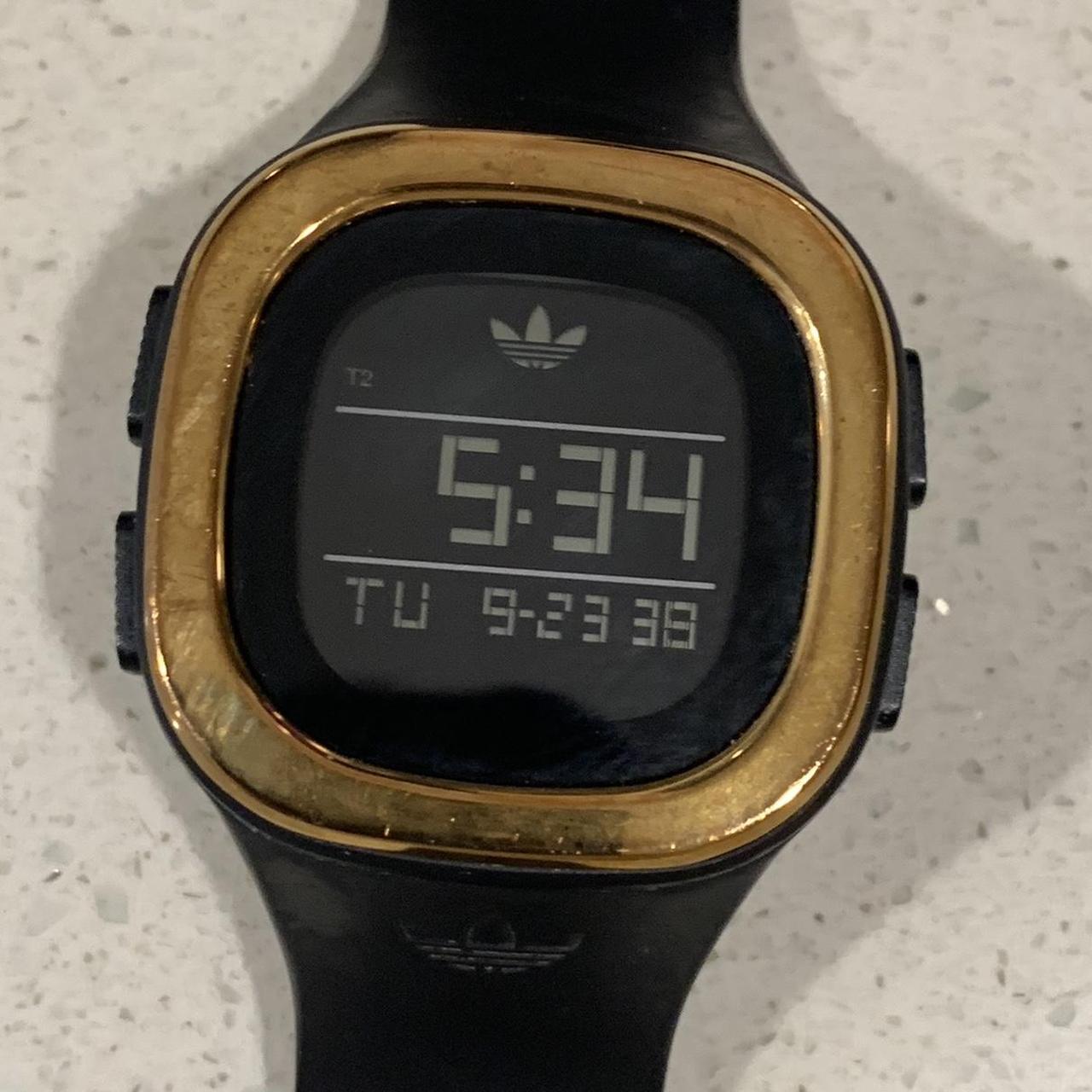 Adidas Digital Watch Black & Gold with Stopwatch - Depop