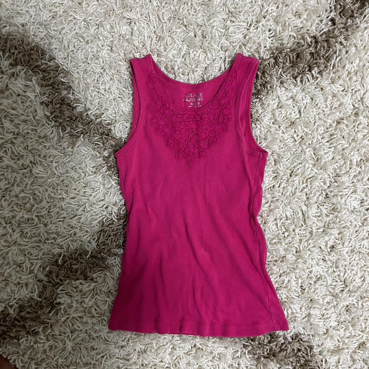 y2k pink/magenta tank cute detailing on the... - Depop