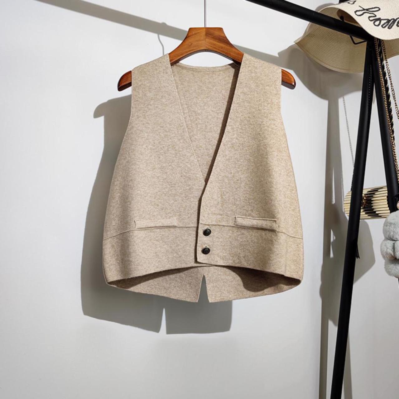 Vintage knitted sweater vest Length 19.7in Chest... - Depop