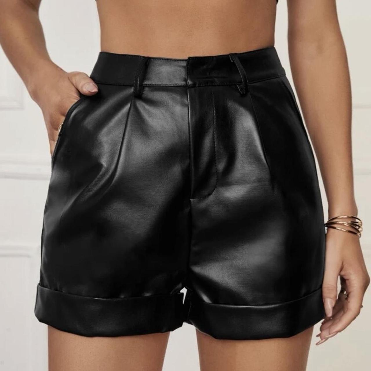 Tall SHEIN pleather shorts *never... - Depop