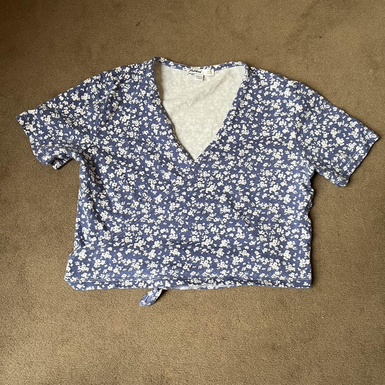 Subdued Light blue flower wrap around, cross over... - Depop