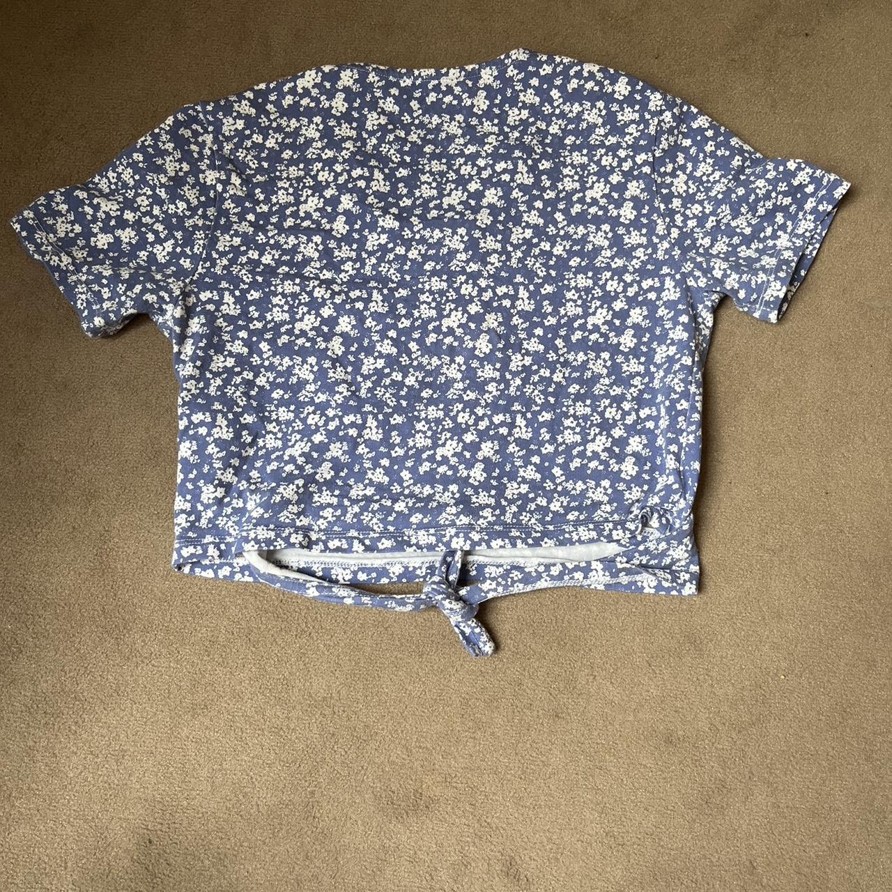 Subdued Light blue flower wrap around, cross over... - Depop