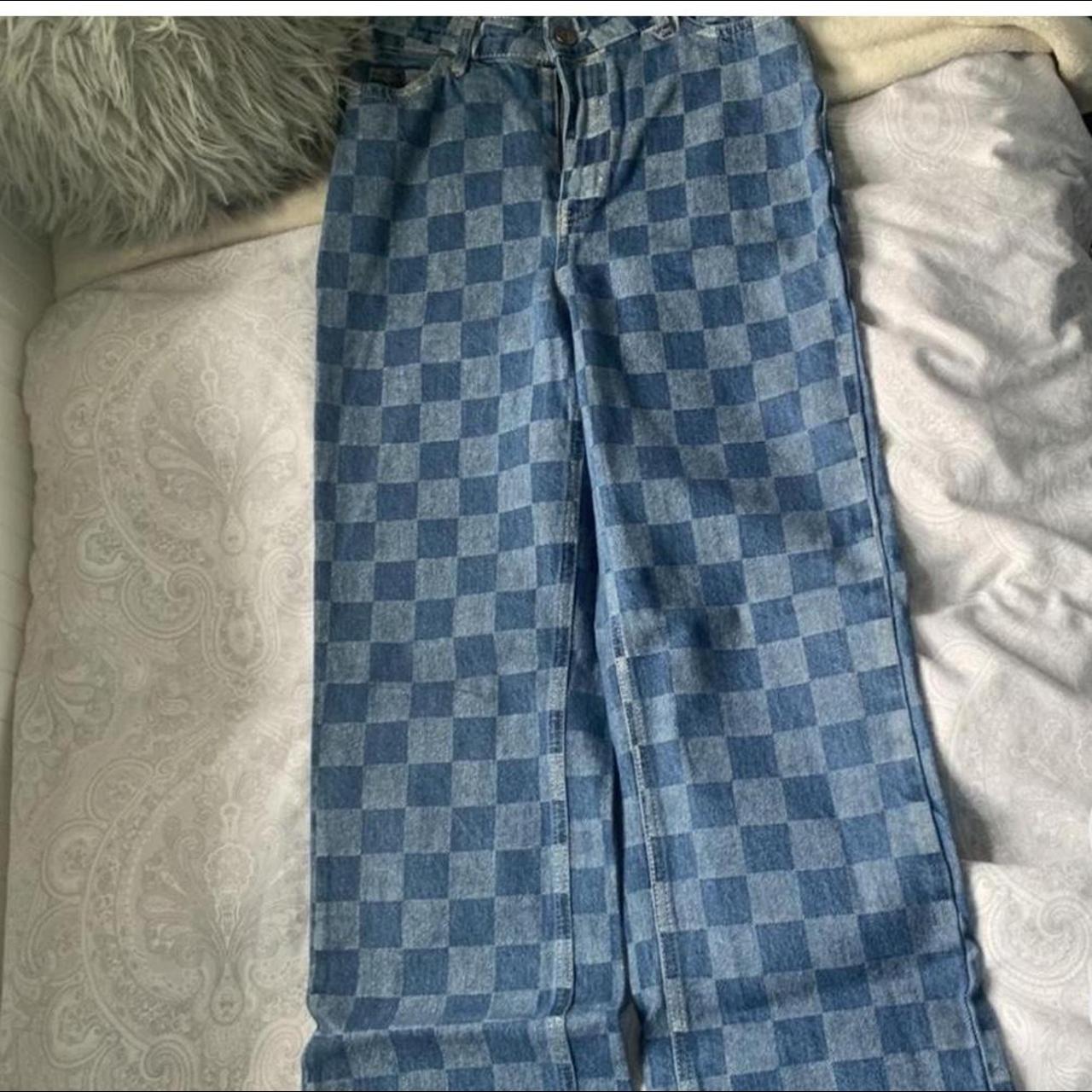 Check board print denim jeans Amazing quality - Depop