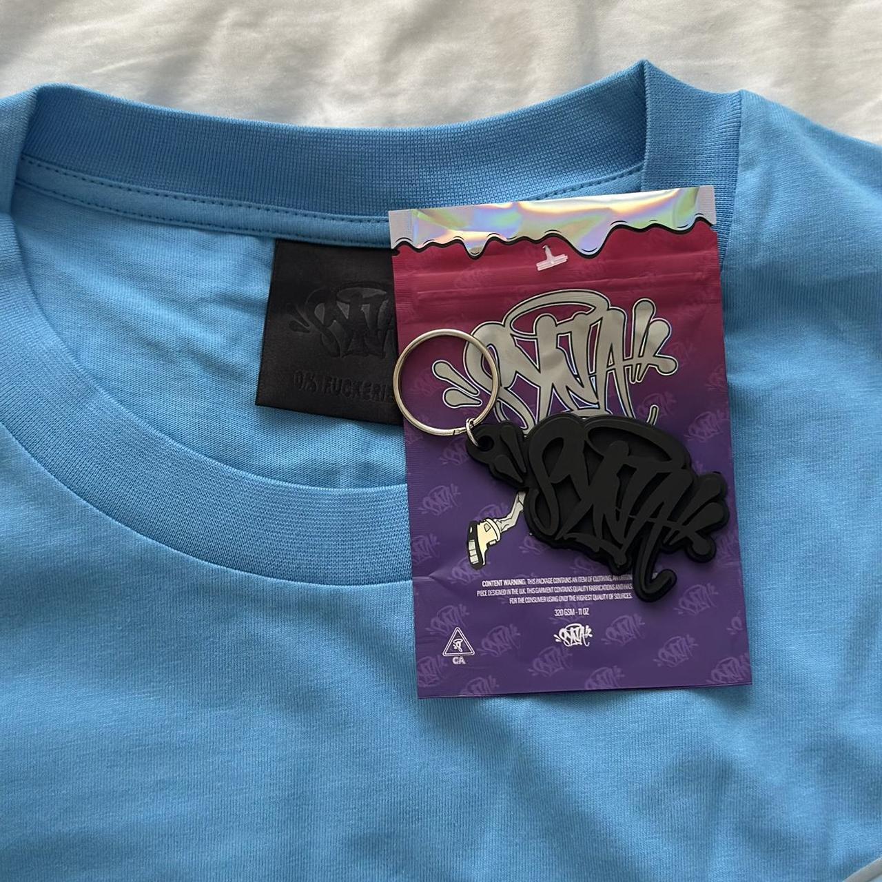 Syna Men's Blue and White Hoodie | Depop