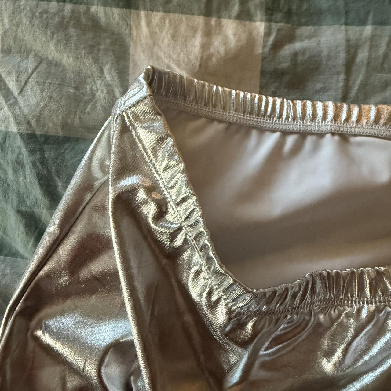 Silver metallic shorts („• ֊ •„) - Reflective -... - Depop
