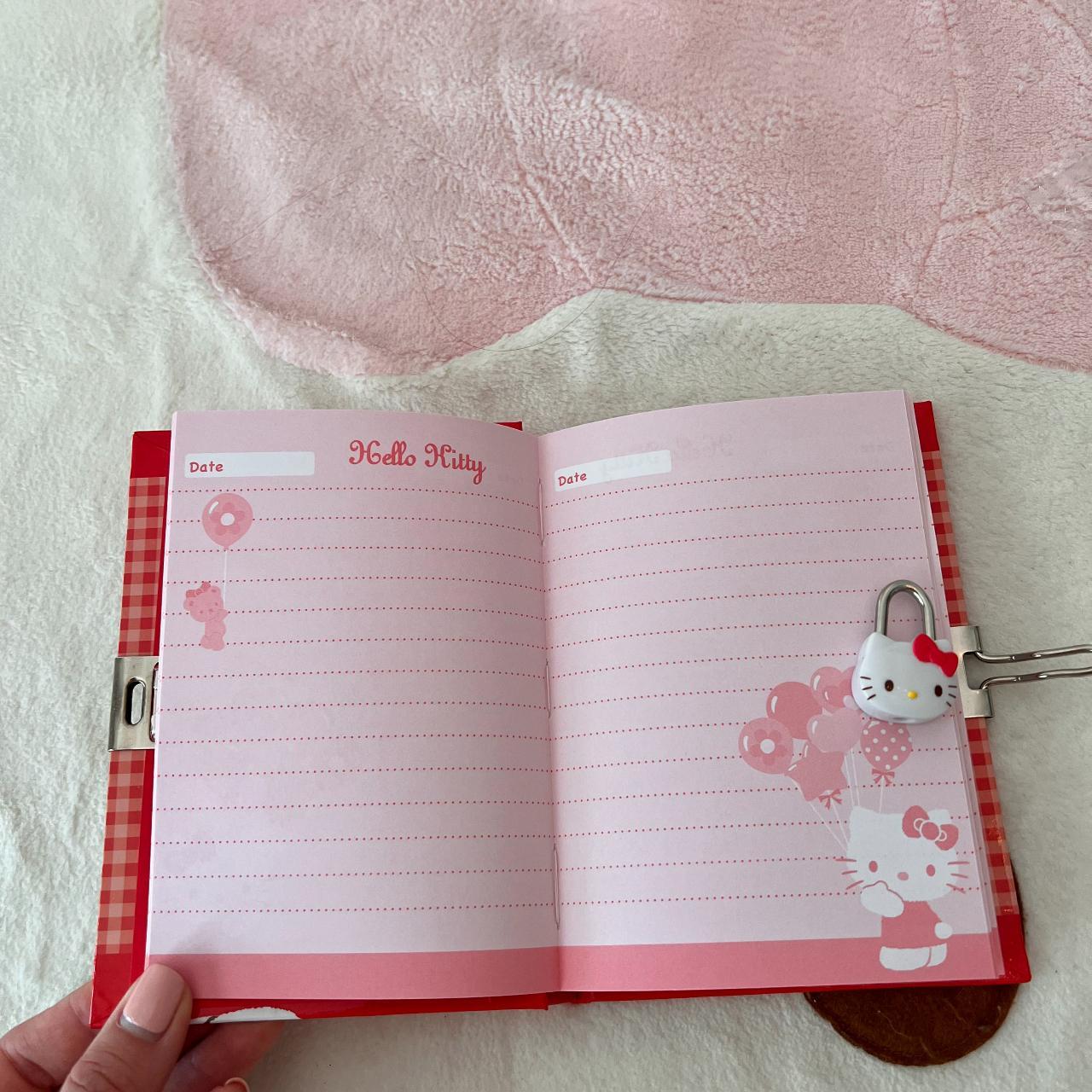 Sanrio Hello Kitty Diary 4.5"x6.25" Paper: 6"x4" 3... - Depop