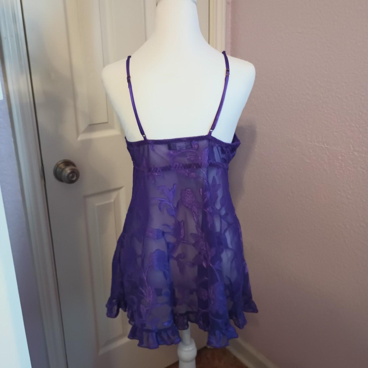 2000s cutest see through purple floral lace babydoll... | Depop