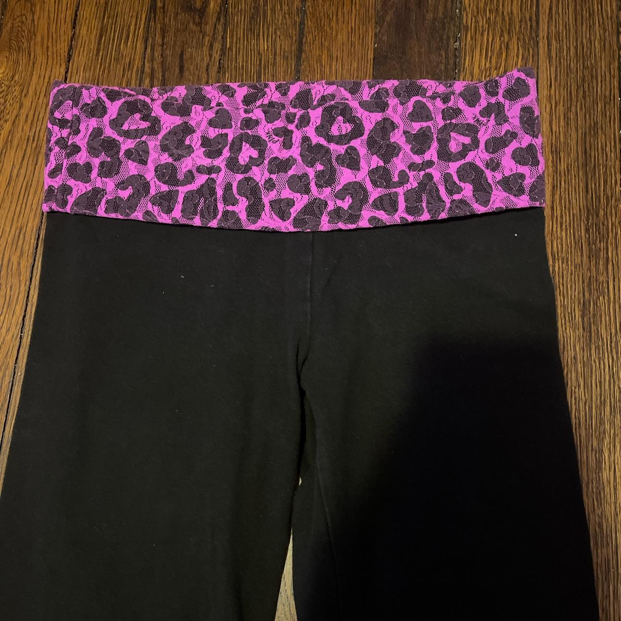 Y2K pink, leopard print velvet (PINK yoga) capri... | Depop