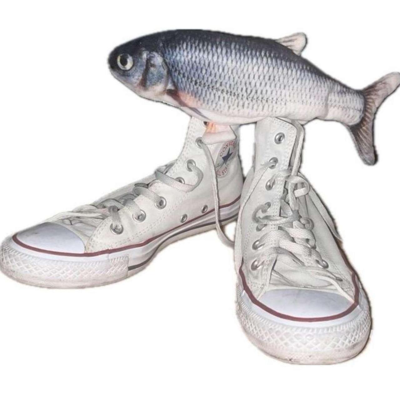 White Converse NO Star trainers with fish on top no... | Depop
